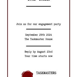 Taskmaster Party Invite Canva Template Editable Taskmaster Invitation ...