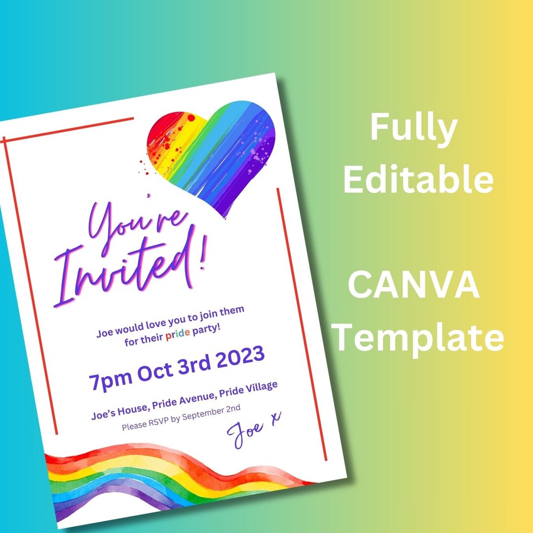 Pride Party Invitation Rainbow Party Invitation LGBTQ Pride Party ...