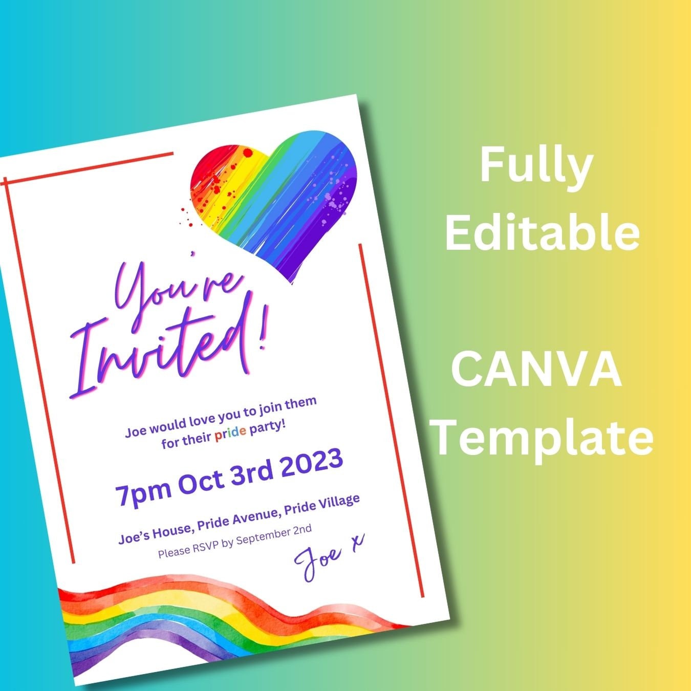 Pride Party Invitation Rainbow Party Invitation LGBTQ Pride Party ...