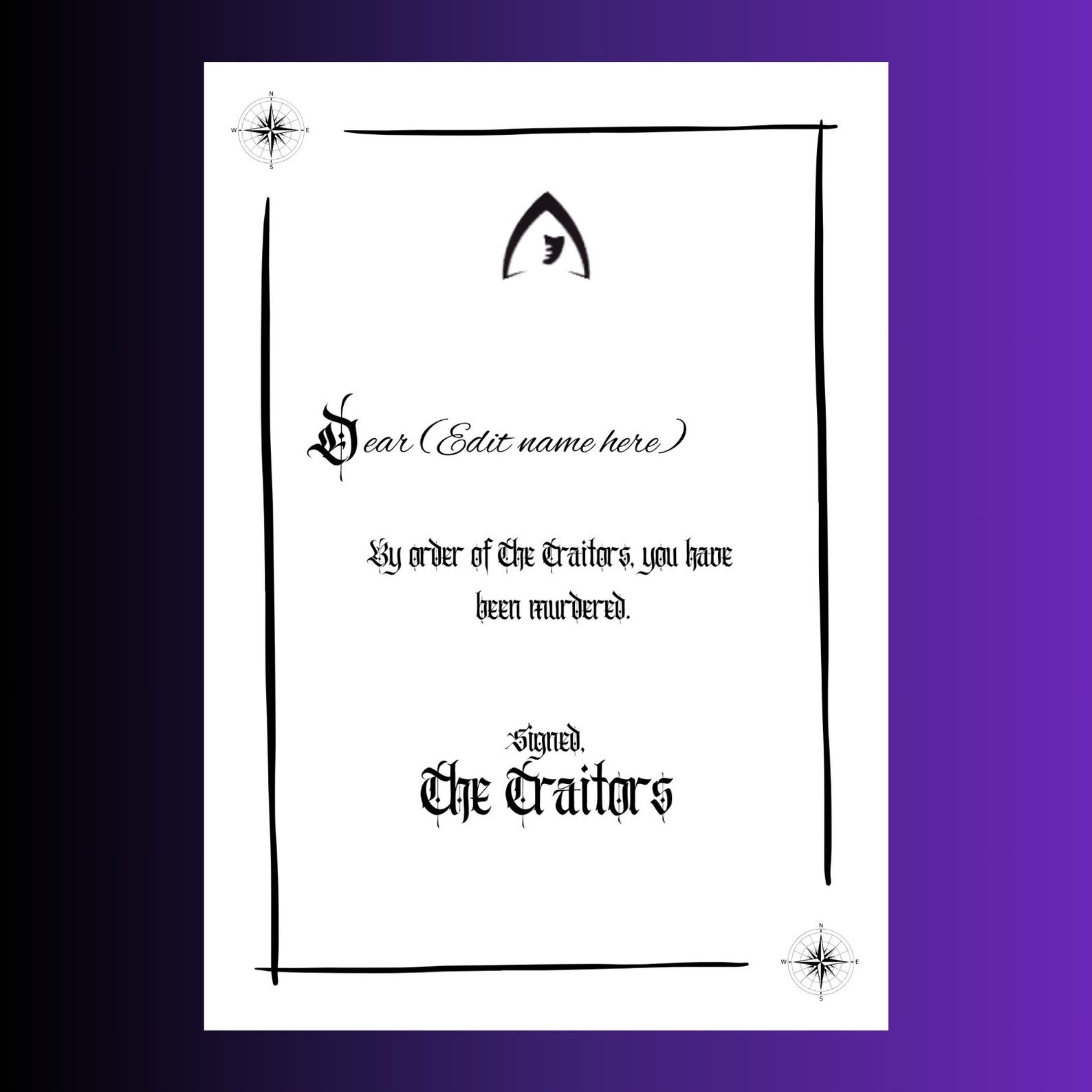 The Traitors Letter Canva Template Traitors Tv Show Gift Instant ...
