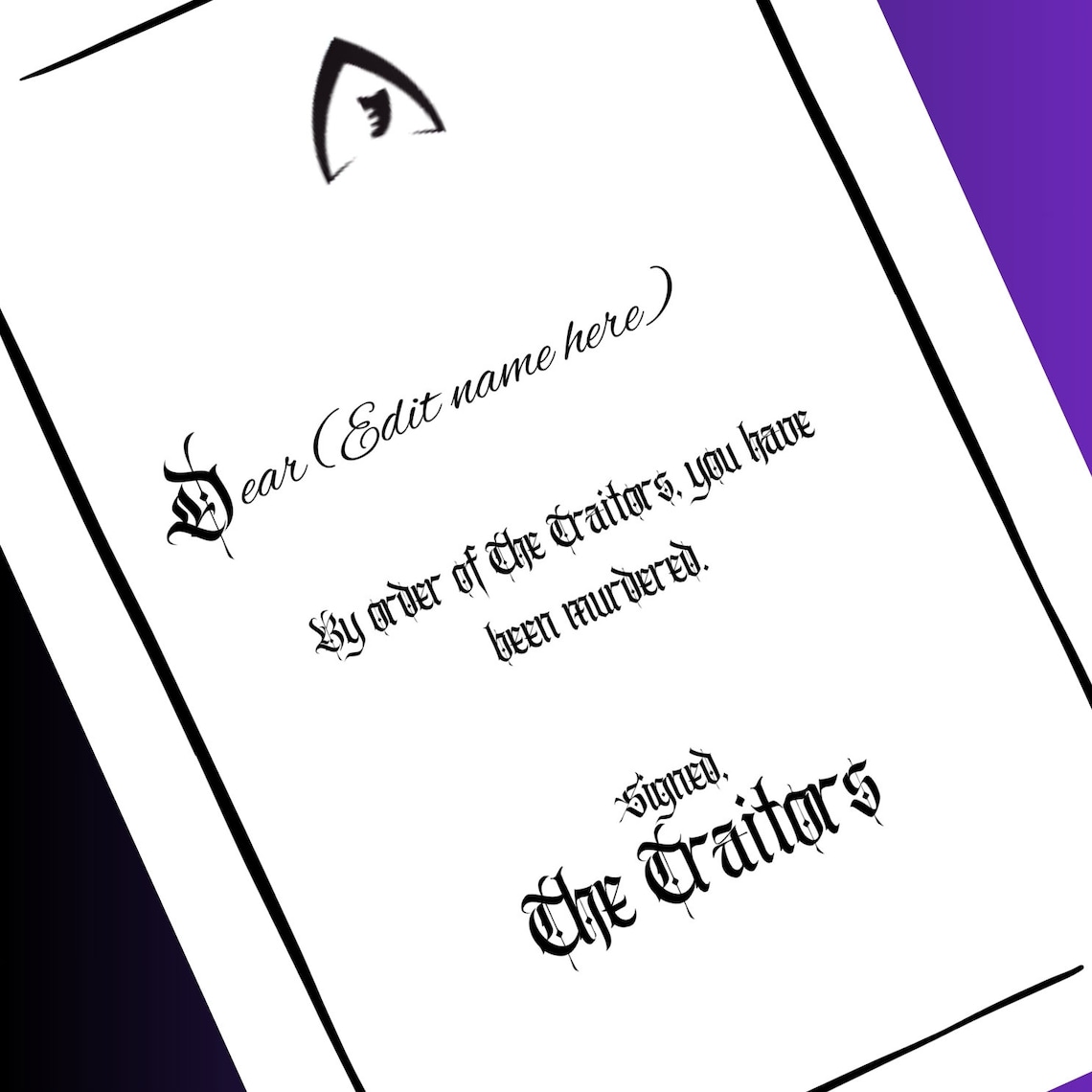 The Traitors Letter Canva Template Traitors Tv Show Gift Instant ...