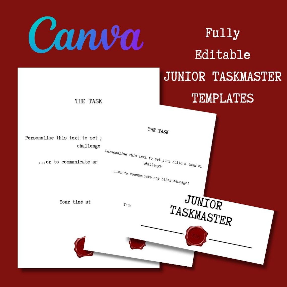 Junior Taskmaster Template Editable Taskmaster Task Gift Taskmaster ...