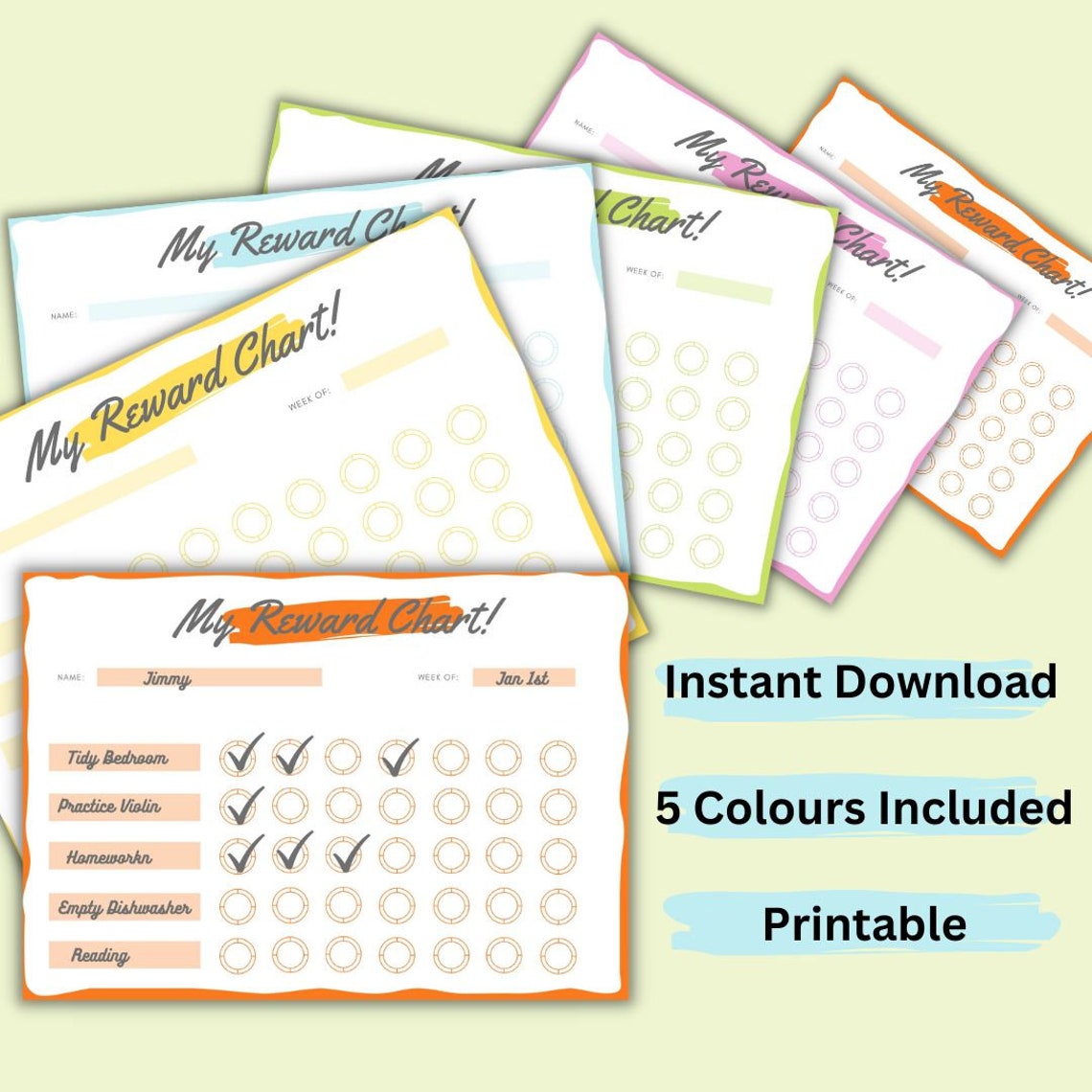 Reward Chart for Kids Printable Instant Download Printable Reward Chart ...