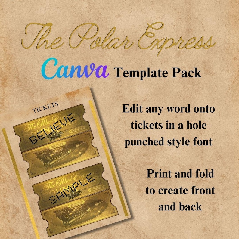 Personalised Polar Express Ticket Letter Editable Canva Template - Etsy UK