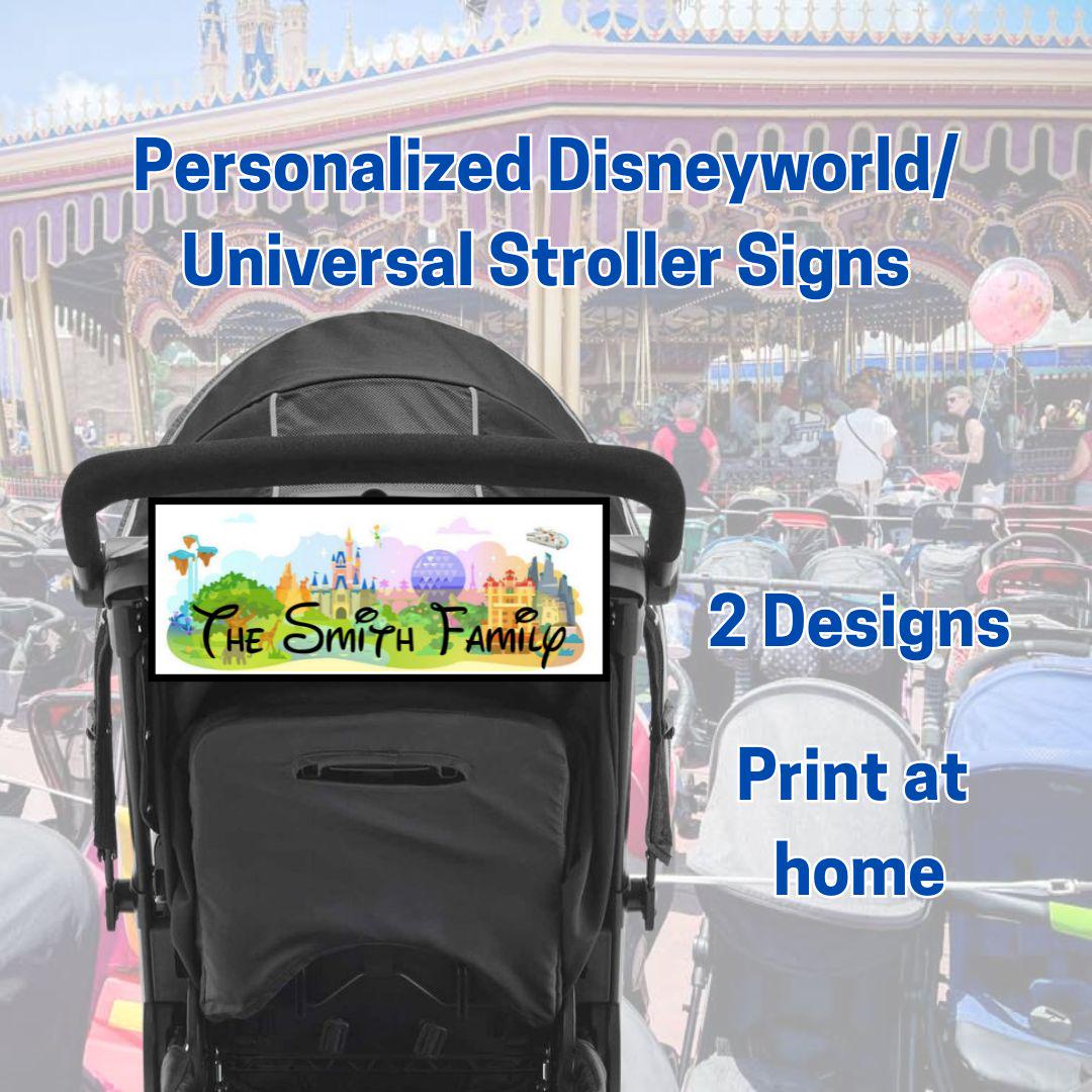 Personalized Theme Park Stroller Sign: Disneyworld, Universal ...