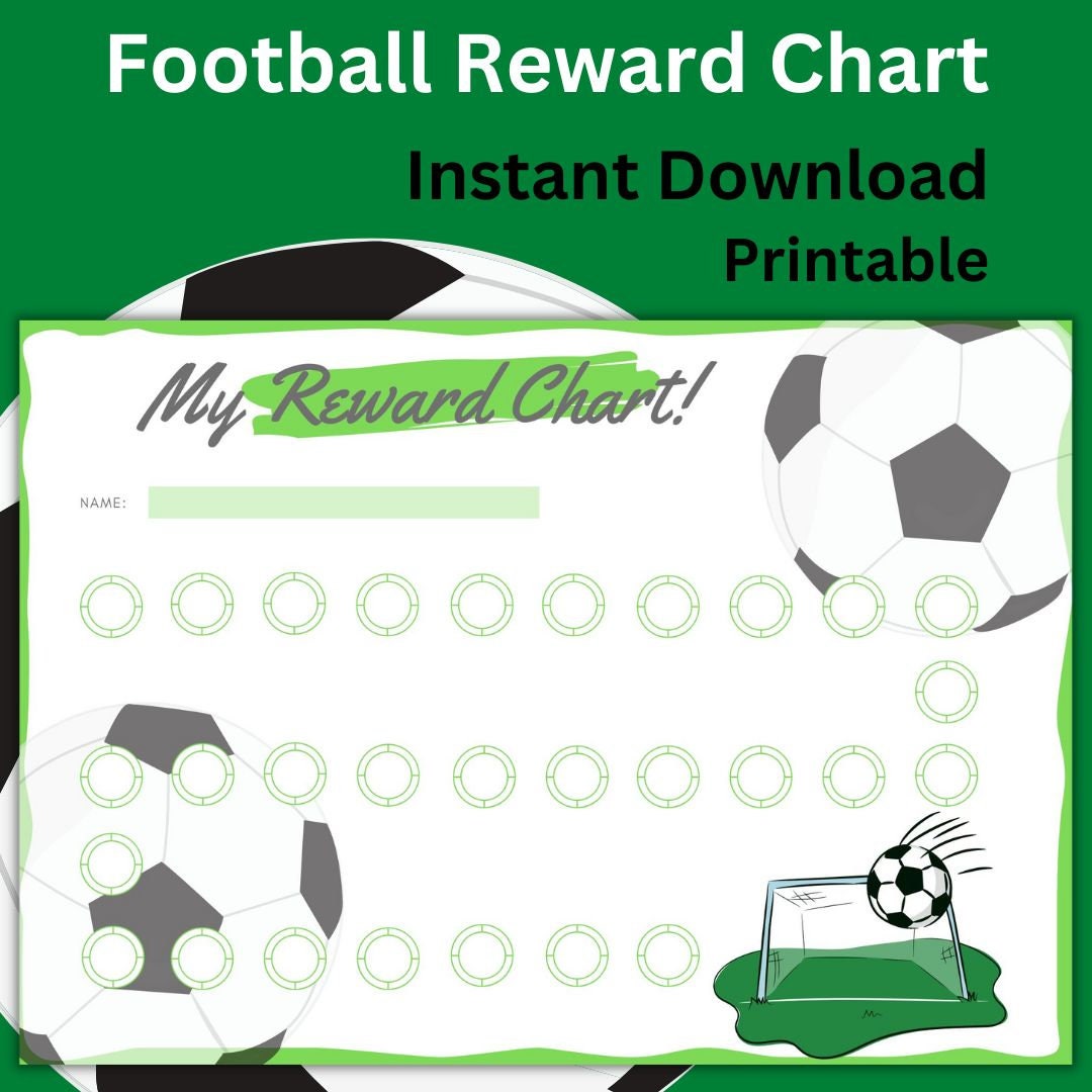 Printable Reward Chart for Kids Behaviour Chart Football Reward ...