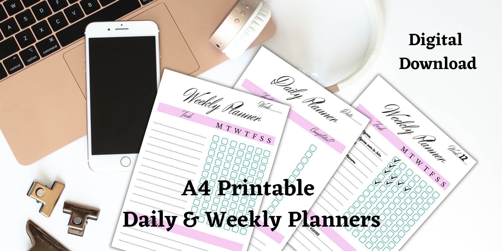 Weekly Planner Daily Weekly Digital Planner Printable Planner Twin Pack ...