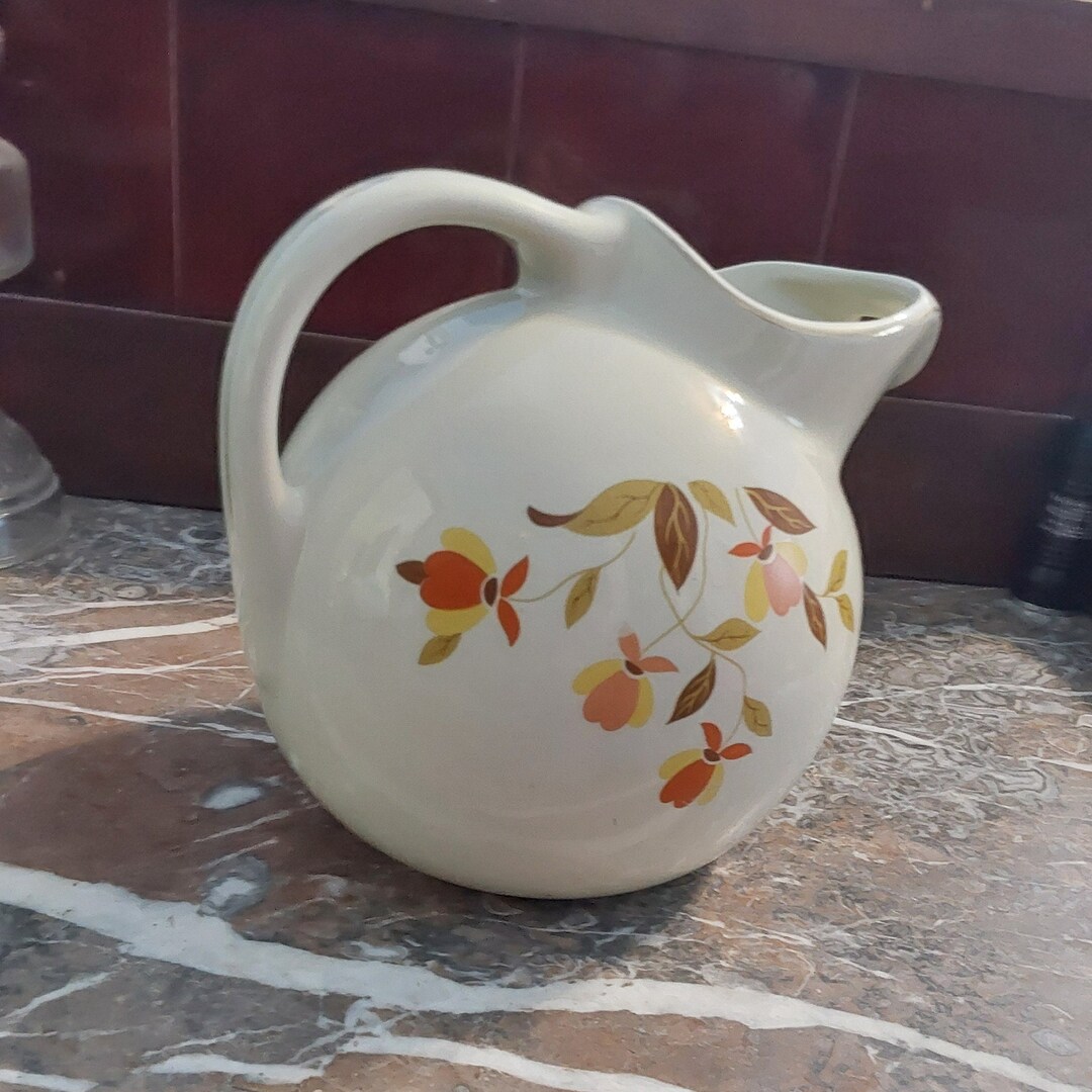 Large Autumn Leaf Ball Jug, Vintage 1930s Gold Edged Pitcher Made by ...