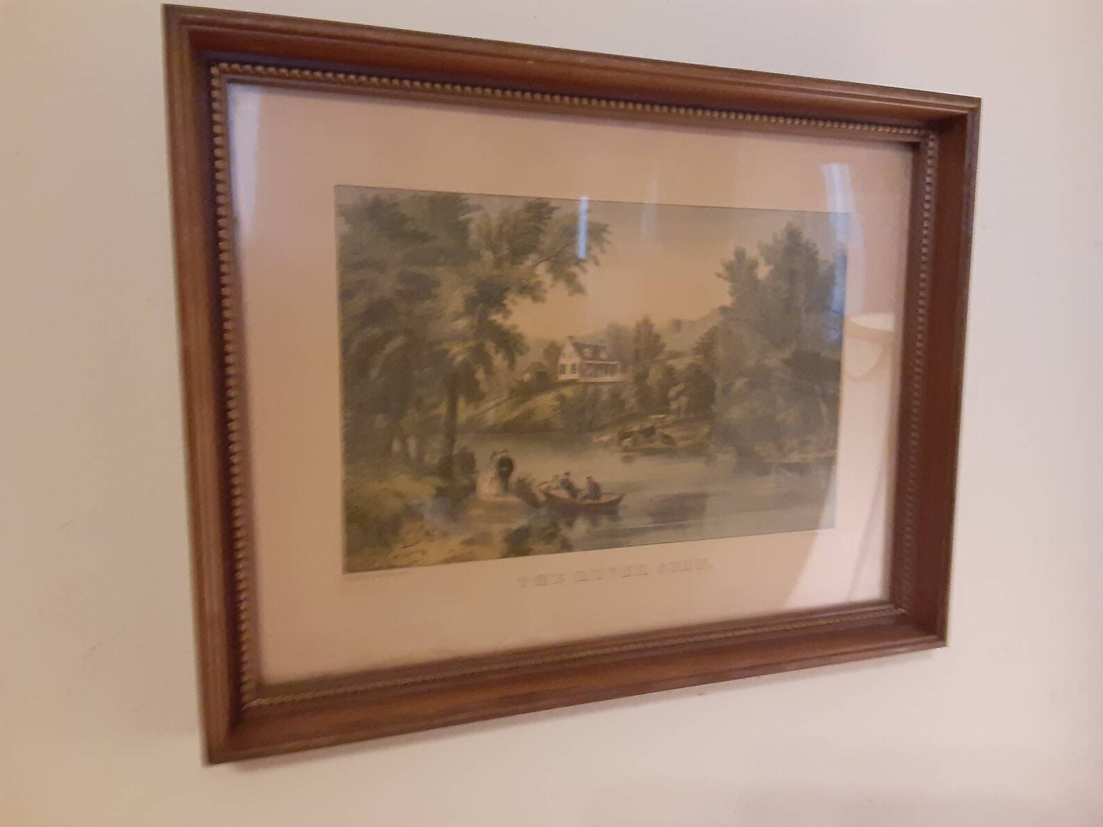 1870 Lithograph, the River Side, by Currier and Ives, American Wall Art ...