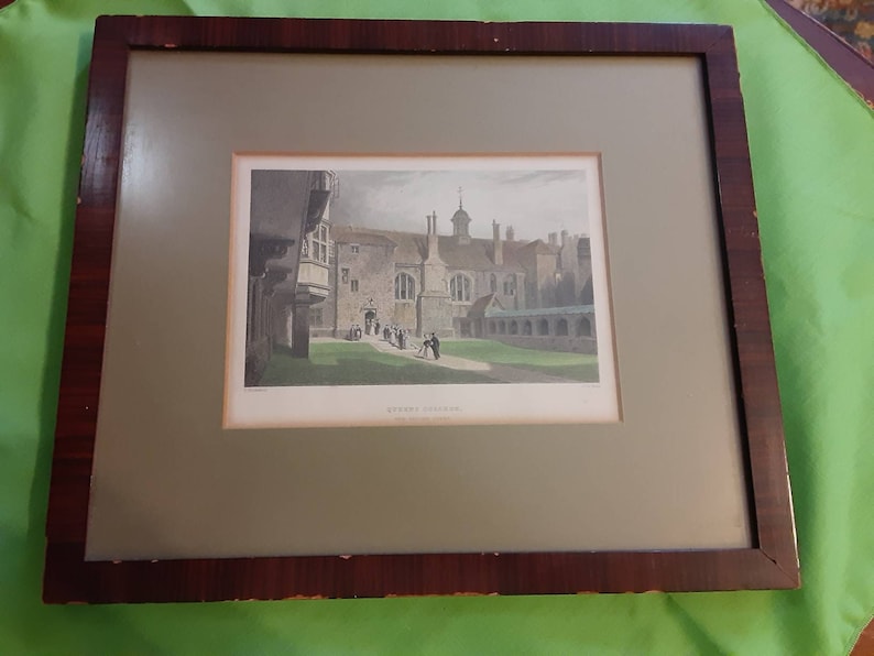 Oxford University Lithograph, 1840s View of Queens College, Wall Art - Etsy