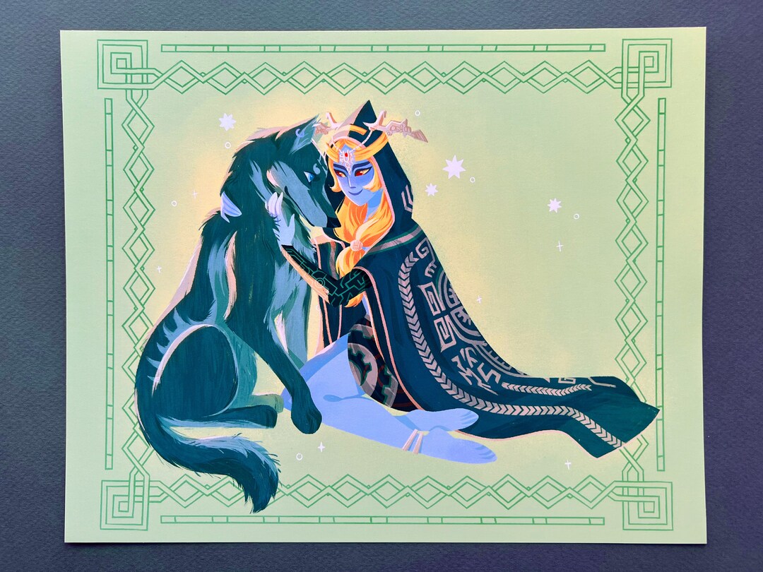 Princess & Wolf Illustrated Art Print - Etsy