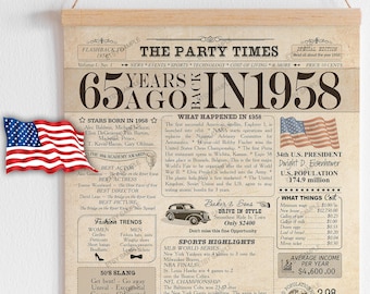 65th Birthday Newspaper Poster Sign - Etsy