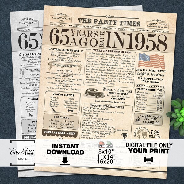 1958 Newspaper - Etsy