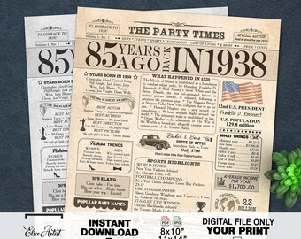 85th Birthday Poster 85 Years Ago Birthday Sign Born in - Etsy
