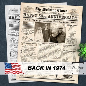 50th Anniversary Gift for Parents Back in 1973 Newspaper - Etsy