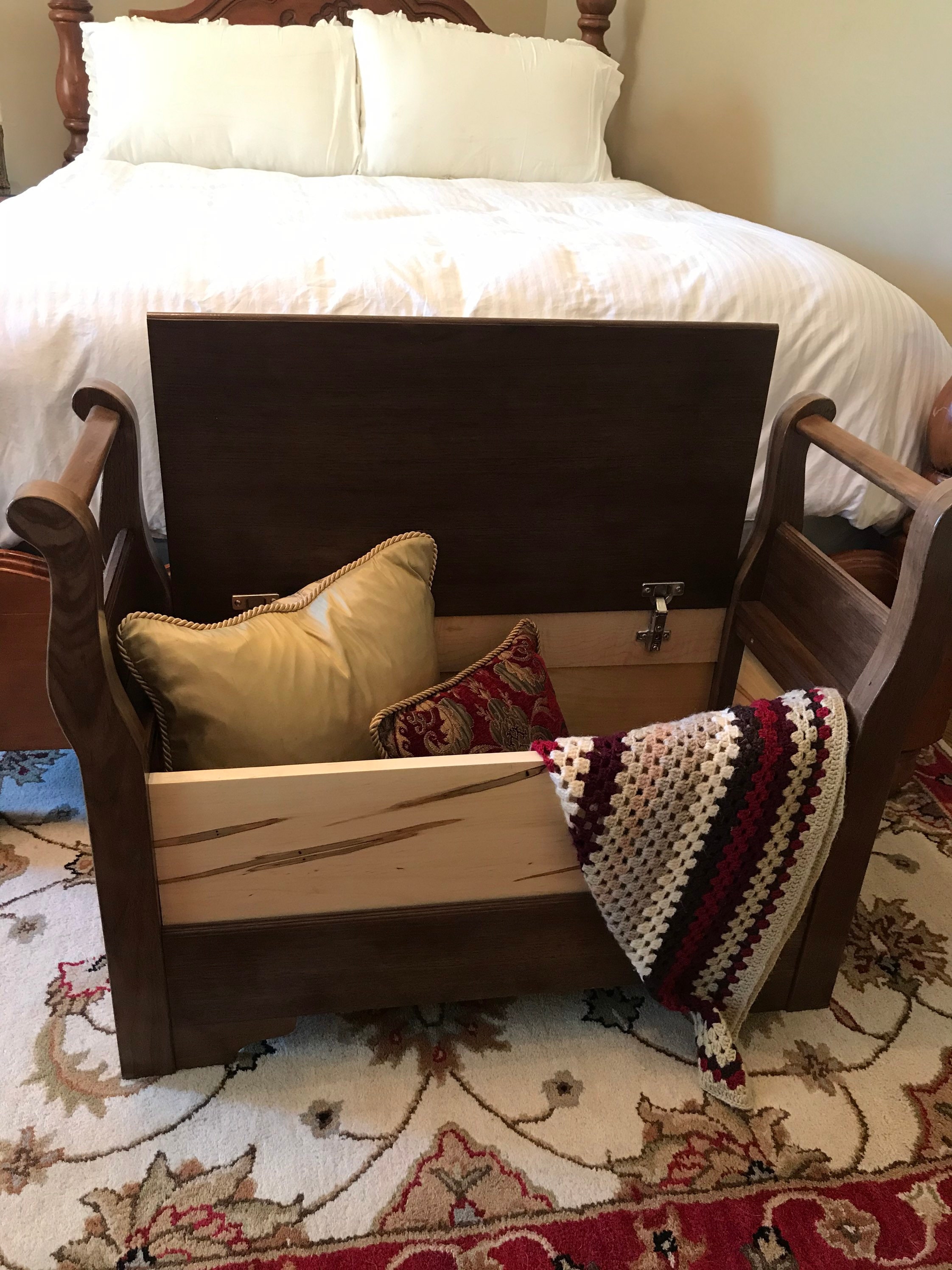 Walnut and Ambrosia Maple Storage Bench - Etsy