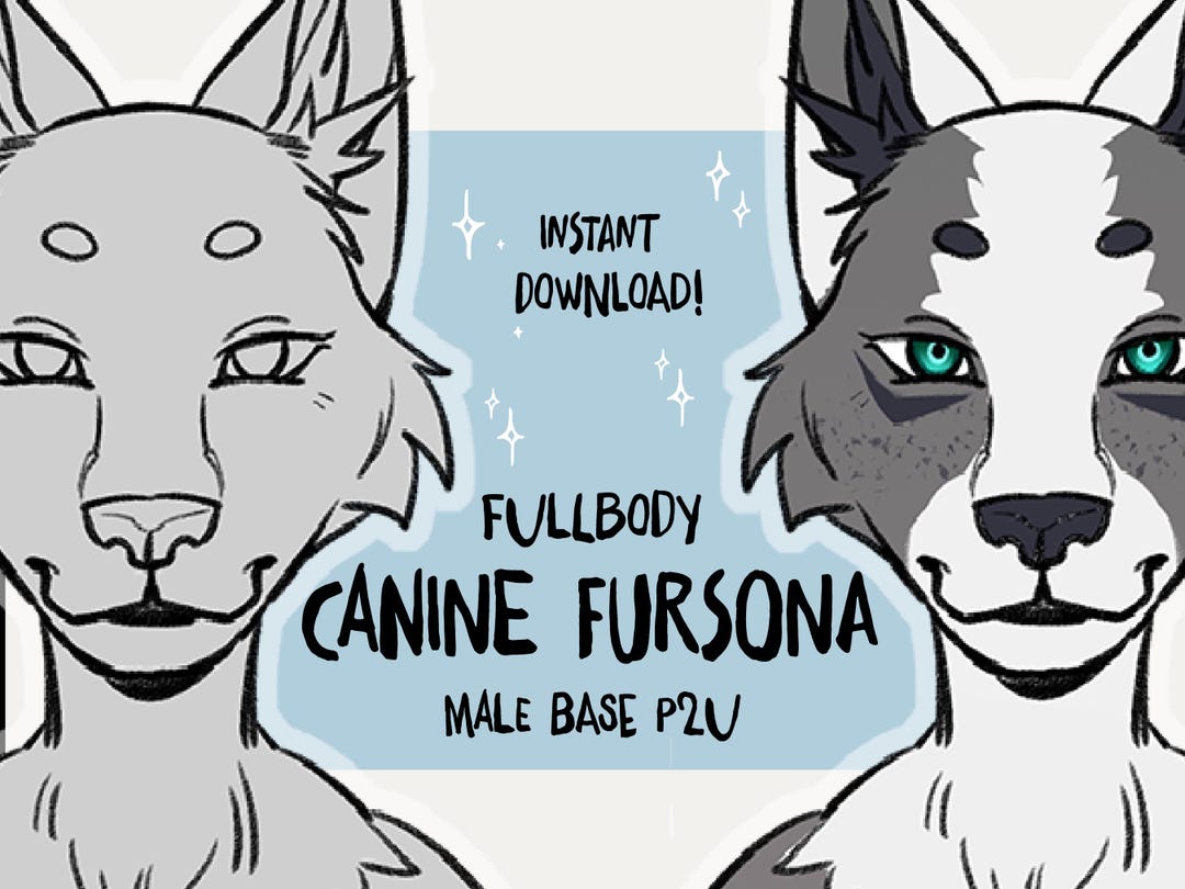 Male Wolf Fursona Base | Anthro Character Sheet (digital Download) - Etsy