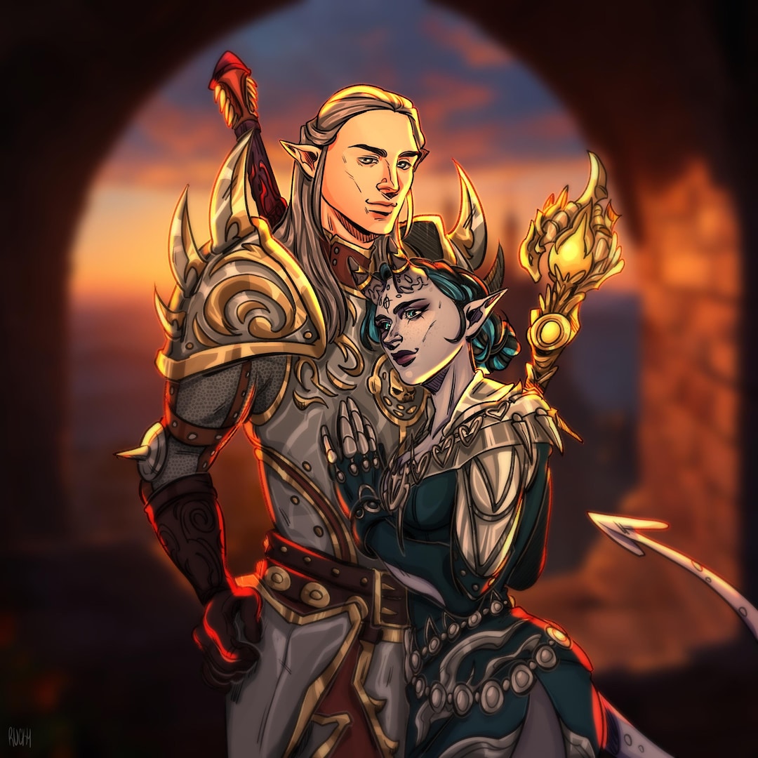 Custom Couple Art | Gamer Groom & Bride Portrait Illustration | DND ...