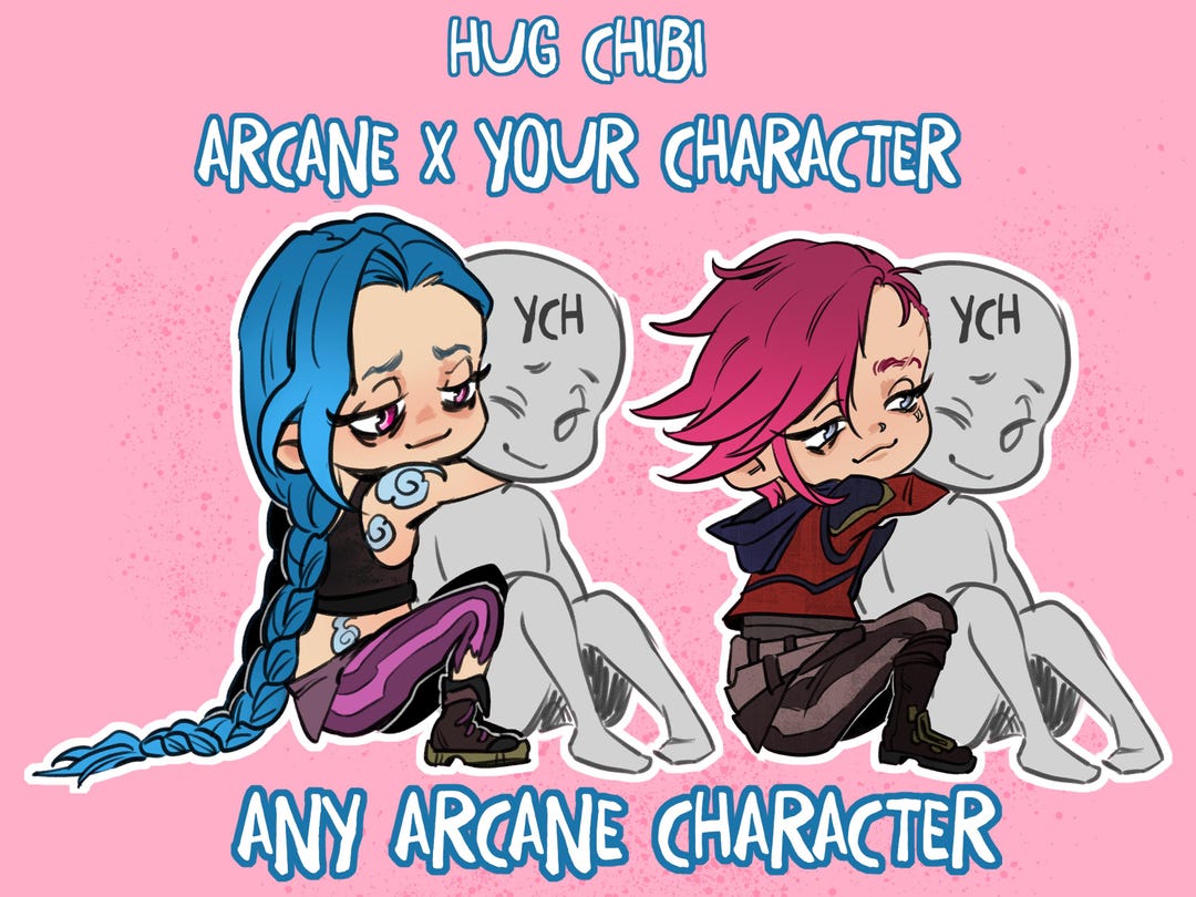 Arcane Character X Your Character YCH Custom Love Chibi Hug Pose Art ...