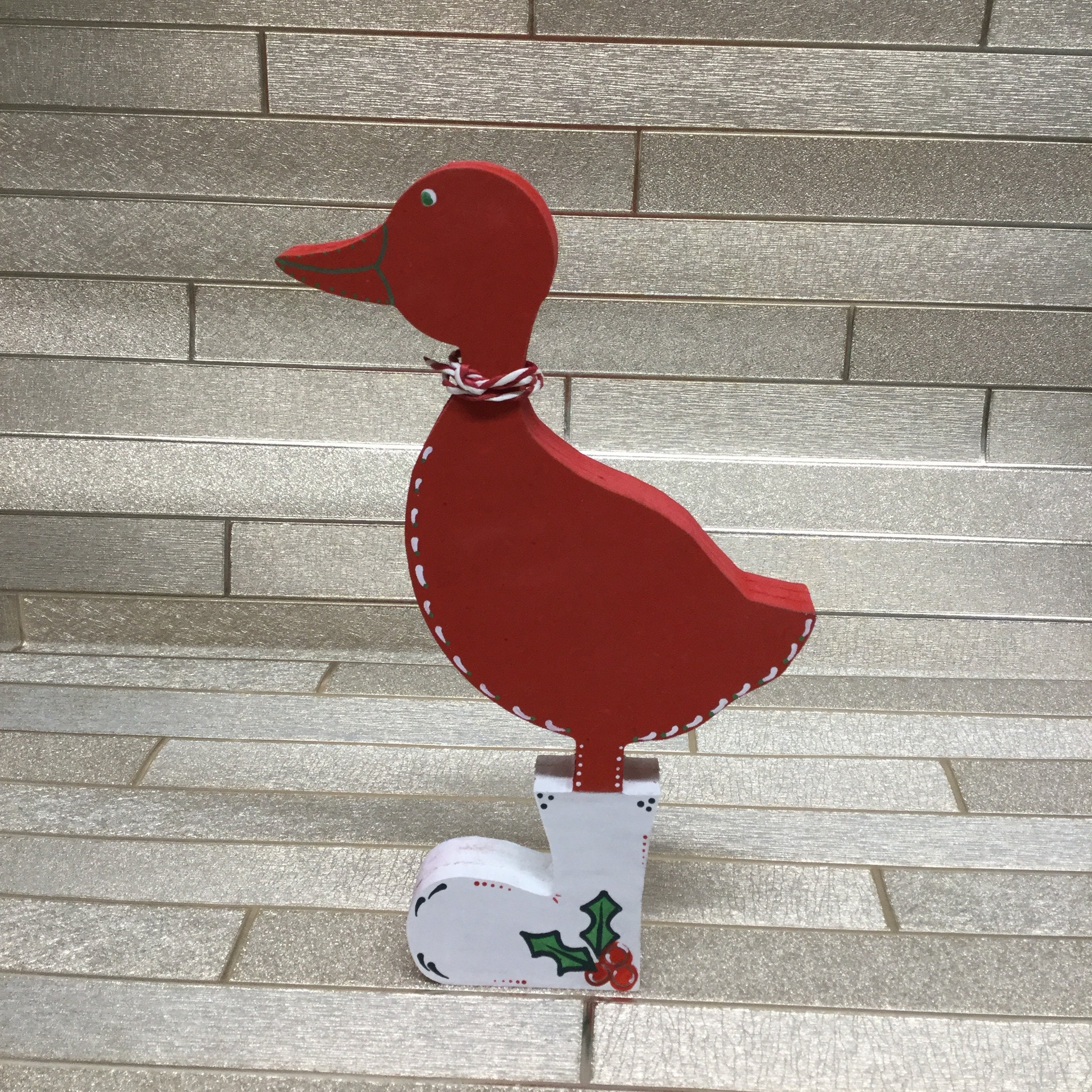Hand Painted Duck in Wellies, A Freestanding Wooden Duck in Wellies ...