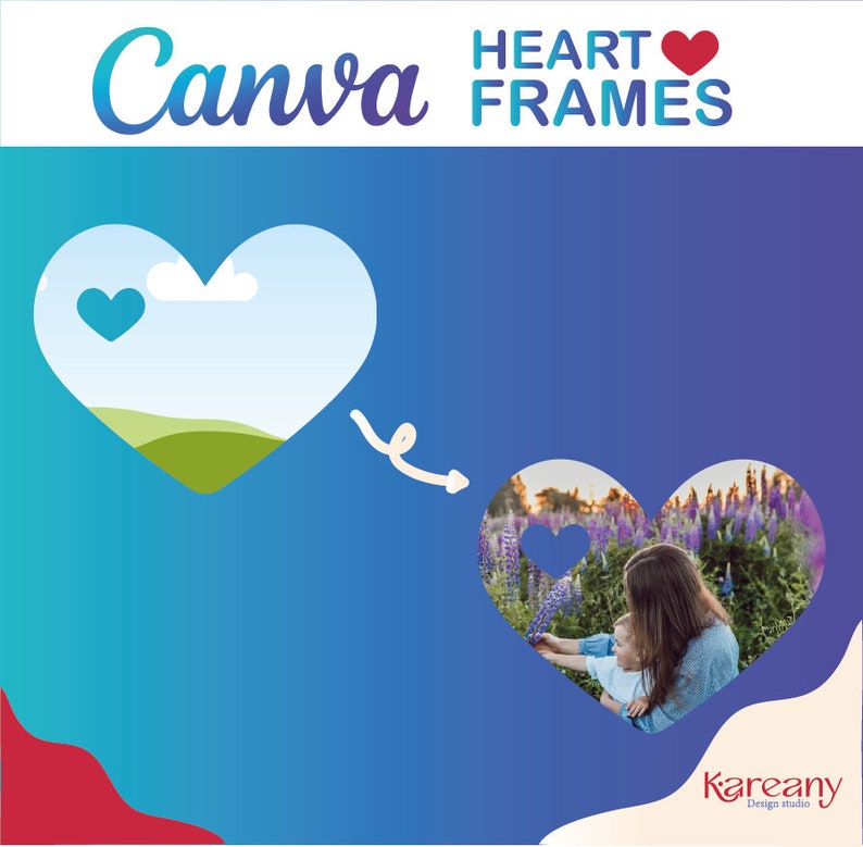 Canva Heart Frame, Bundle Heart Frame, Add Your Image, Easy Drag and ...
