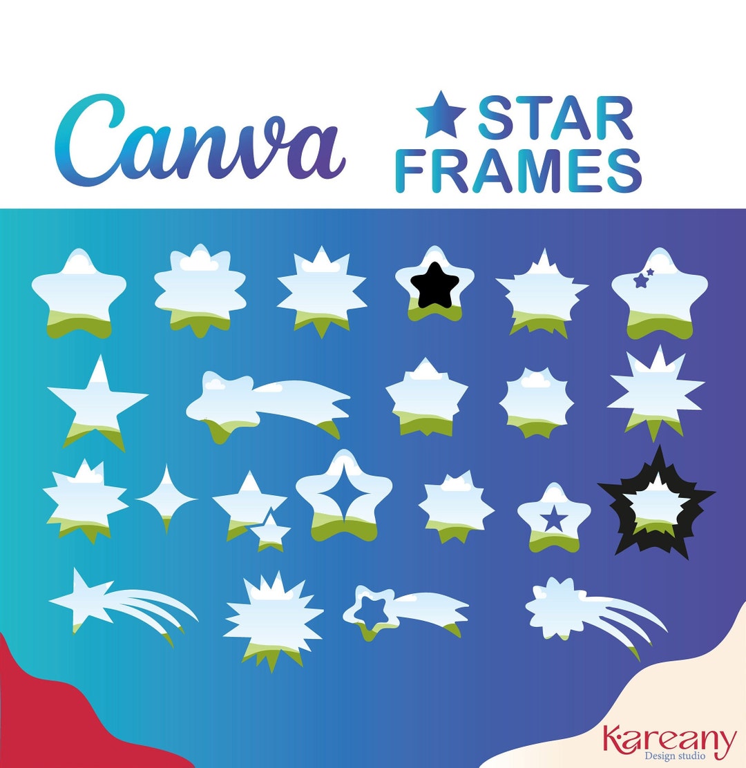 Canva Star Frame, Bundle Star Frame, Add Your Image, Drag and Drop ...