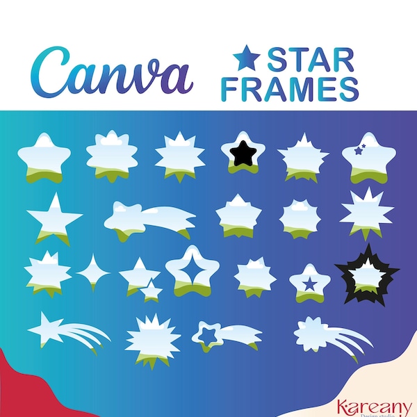 Star Canva Frames Drag and Drop Stars Canva Templates - Etsy
