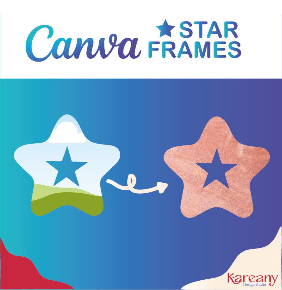 Canva Star Frame, Bundle Star Frame, Add Your Image, Drag and Drop ...