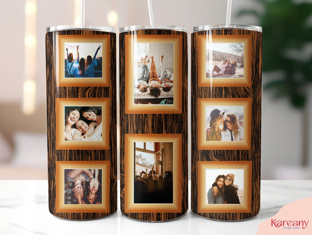 Photo Collage Wood Sublimation Template Skinny Tumbler, 20 Oz, Friends ...