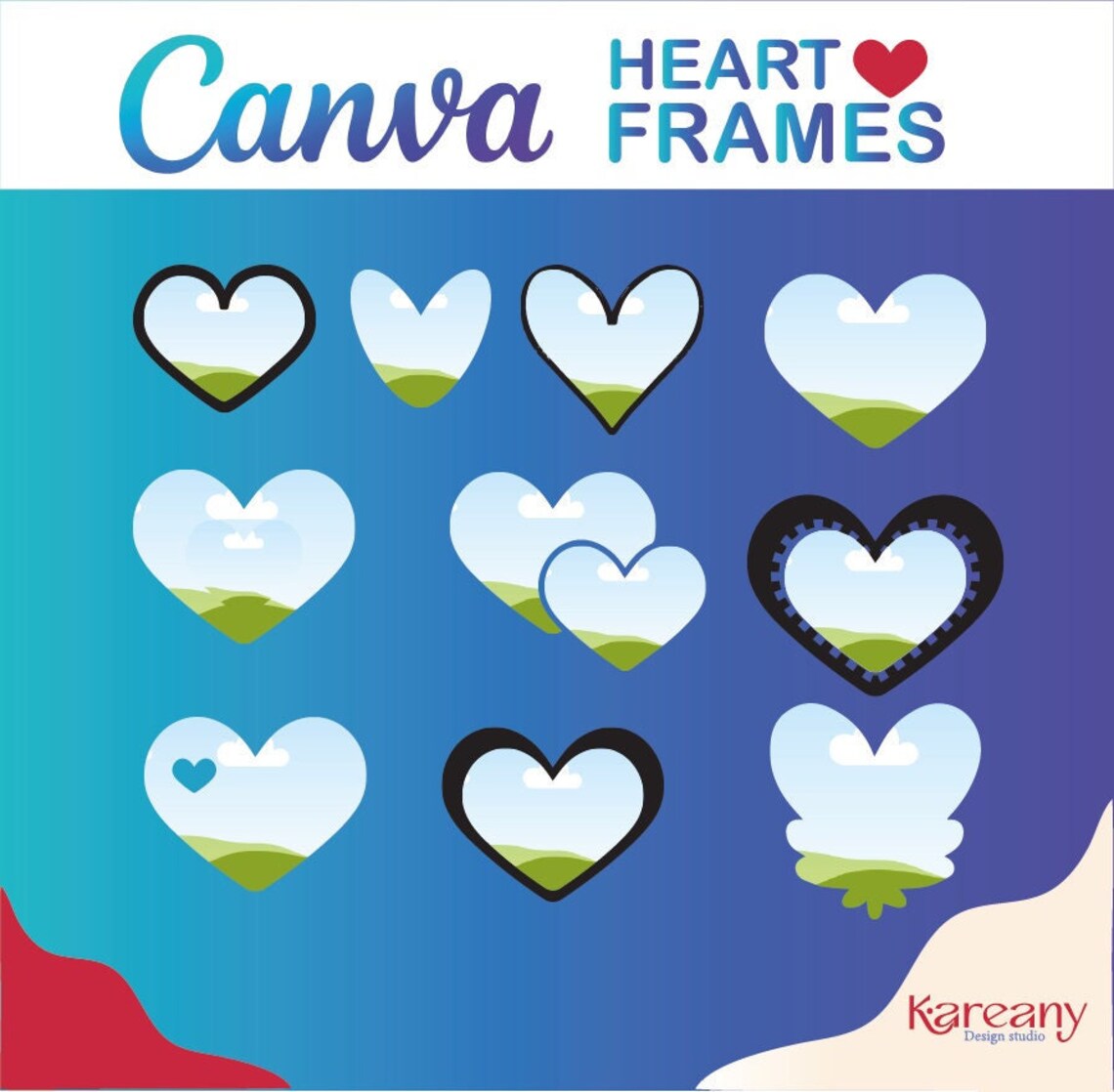 Canva Heart Frame, Bundle Heart Frame, Add Your Image, Easy Drag and ...