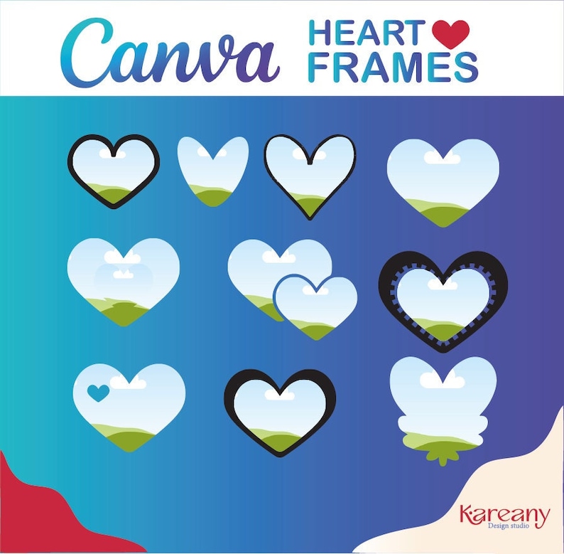 Canva Heart Frame, Bundle Heart Frame, Add Your Image, Easy Drag and ...