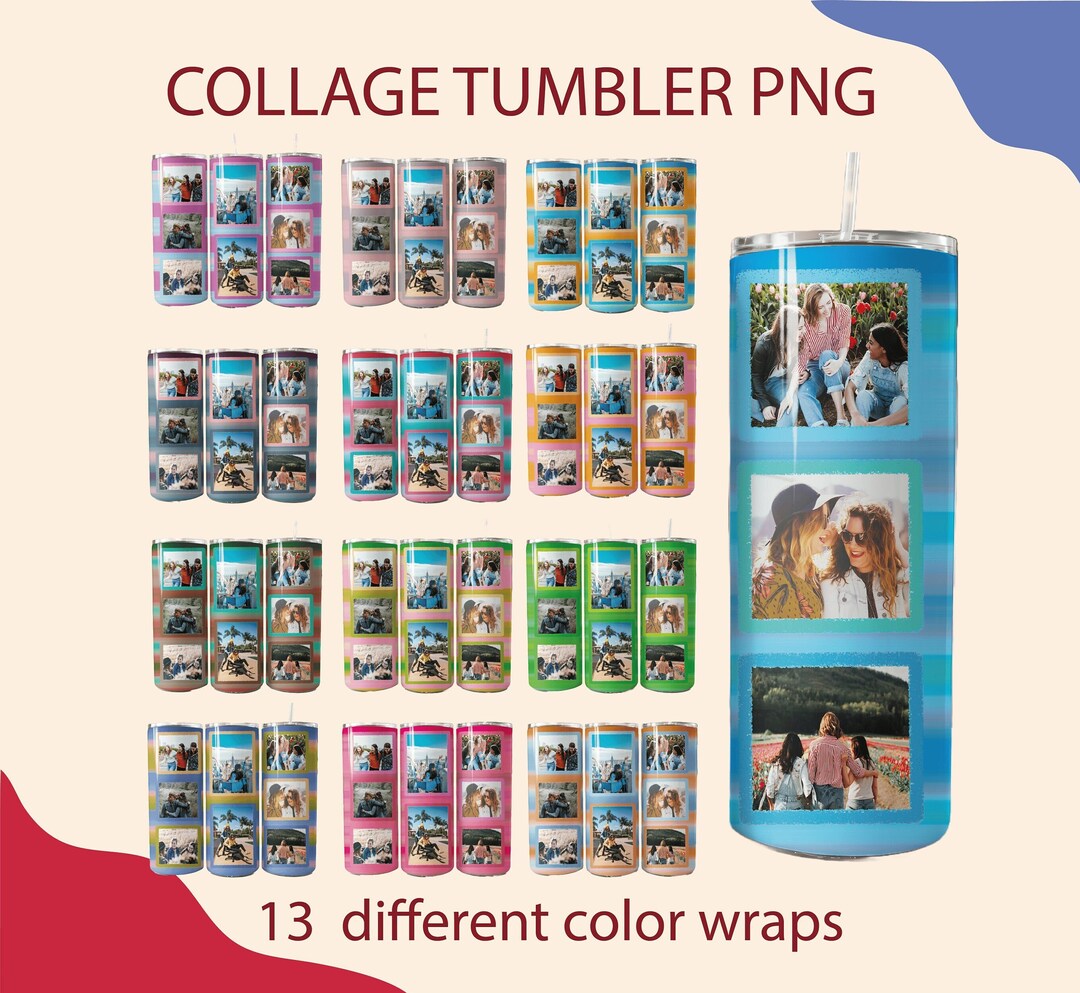 Skinny Tumbler Photo Collage Bundle, Family Picture Frame Collage, Friends Tumbler Design, Add ...