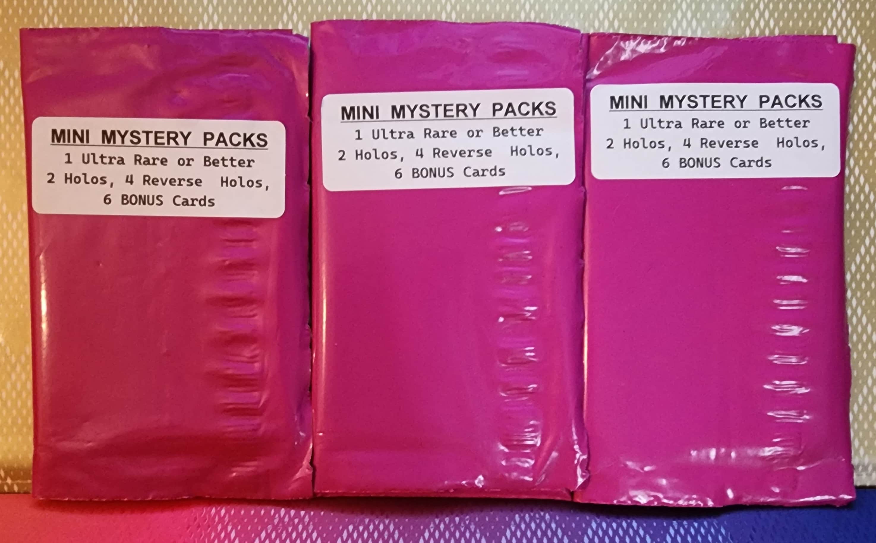 Pokemon Mini MYSTERY 3 PACK Bundle W/3 Ultra Rares or Better, 6 Holo Rares, 12 Reverse Holos, 18 ...