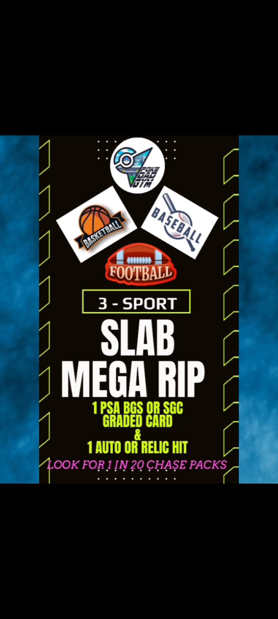 3 Sport SLAB MEGA RIP Pack Basketball, Baseball, Football - 1 Psa Bgs ...