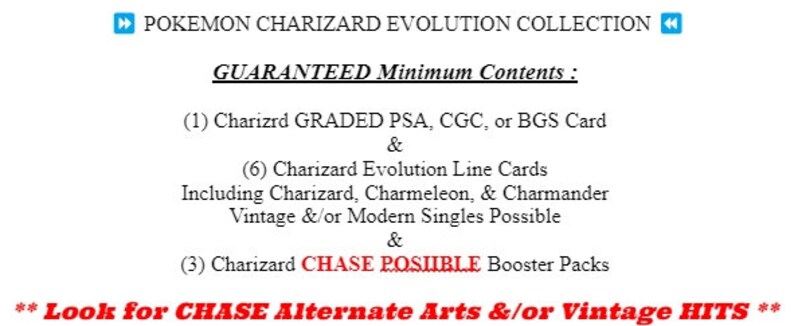 Pokemon CHARIZARD EVOLUTION COLLECTION W/1 Charizard Graded Card, 3 ...