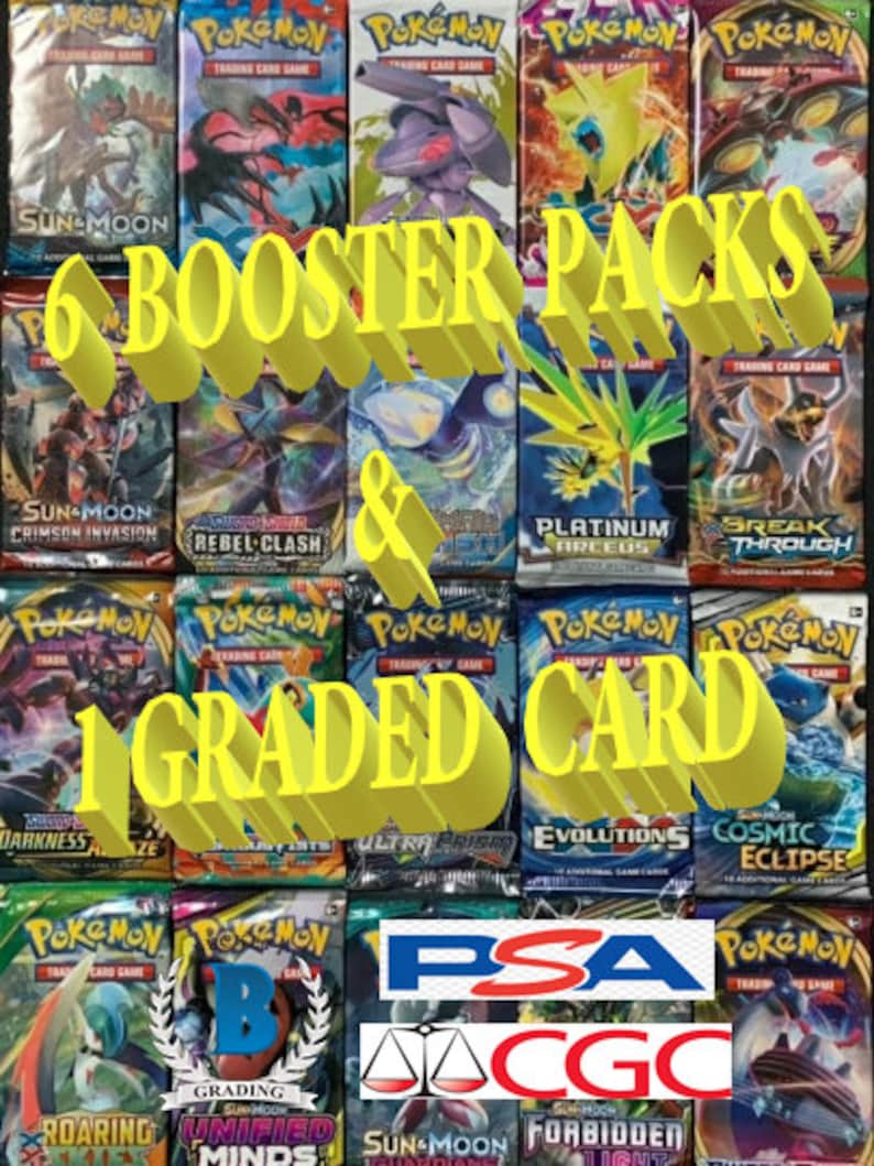 Pokemon GRADED GOD BUNDLE Graded Card 6 Booster Packs 4 - Etsy