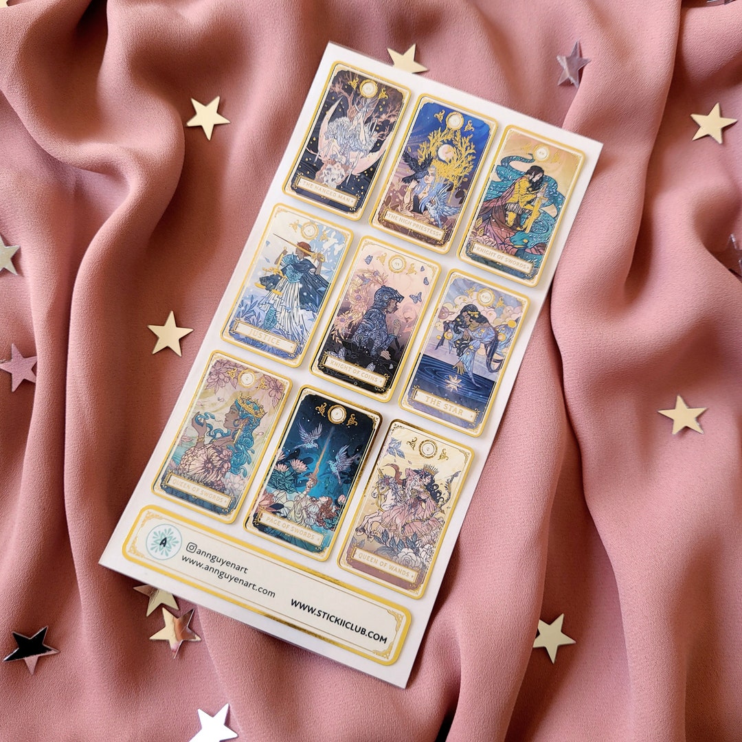 Tarot Cards Sticker Sheet gold Foil - Etsy