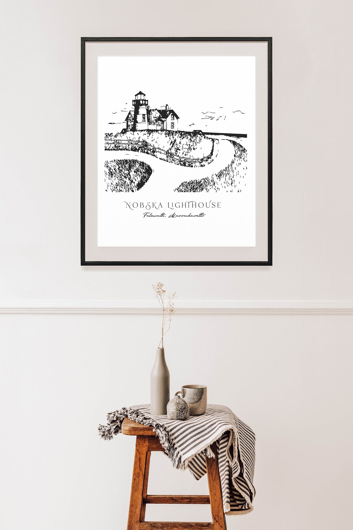 Nobska Lighthouse Sketch | Lighthouse Sketch | Digital Download | Fine ...