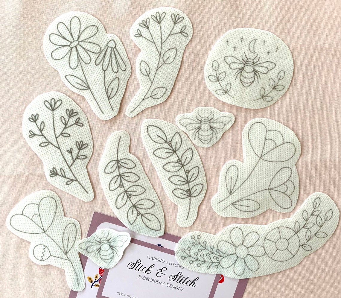 Blooms and Bees Stick and Stitch Embroidery Pattern Diy - Etsy