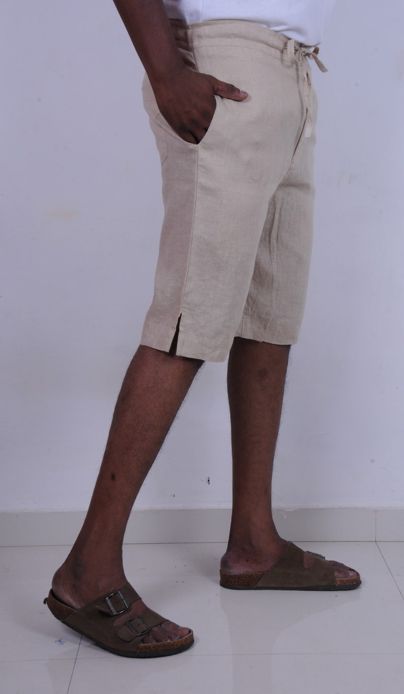Mens Linen Draw String Shorts Zipper Flyin Natural Light - Etsy