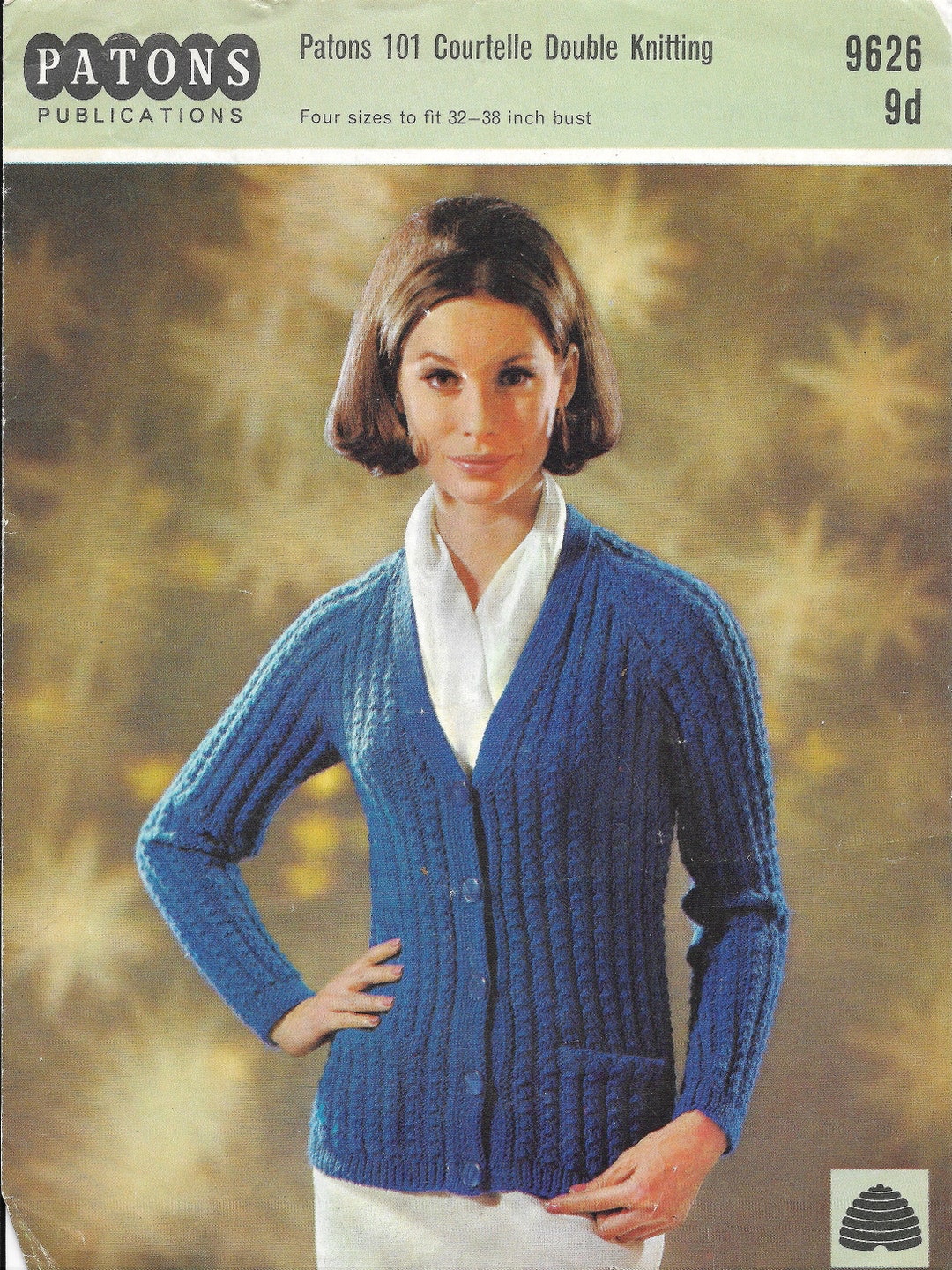 Vintage Cardigan Knitting Pattern Courtelle Double Knit 1970's 32-38 ...