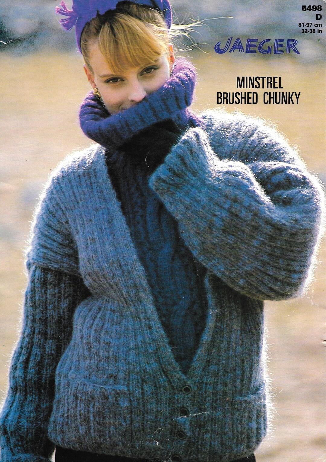 Jaeger Chunky Cardigan Knitting Pattern Quick Knit to Fit Bust 32 38 81 ...