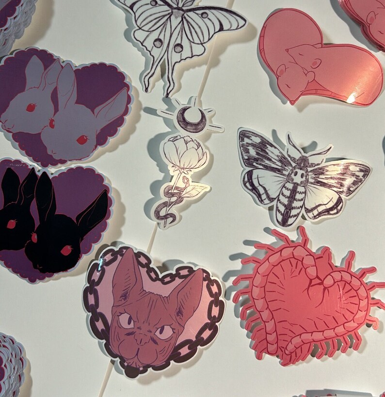 Die-cut Stickers, Bunny, Mice, Moth, Hearts - Etsy