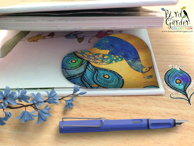 Blue Peacock Printable Bookmarks, Printable Bookmarks, Heart Bookmarks ...