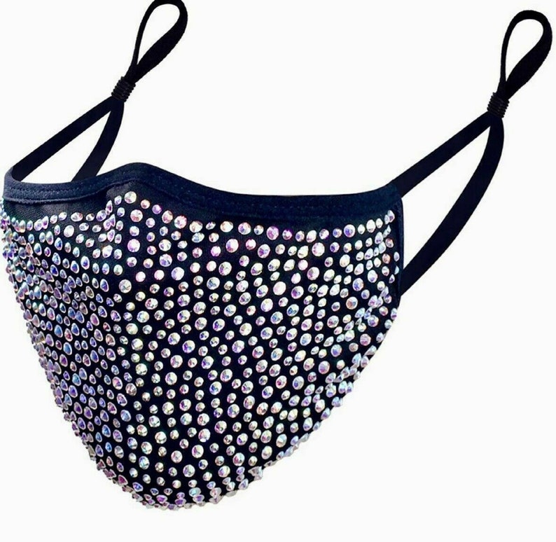 Bling Face Mask With Rhinestone Fashion Mask With Filter - Etsy
