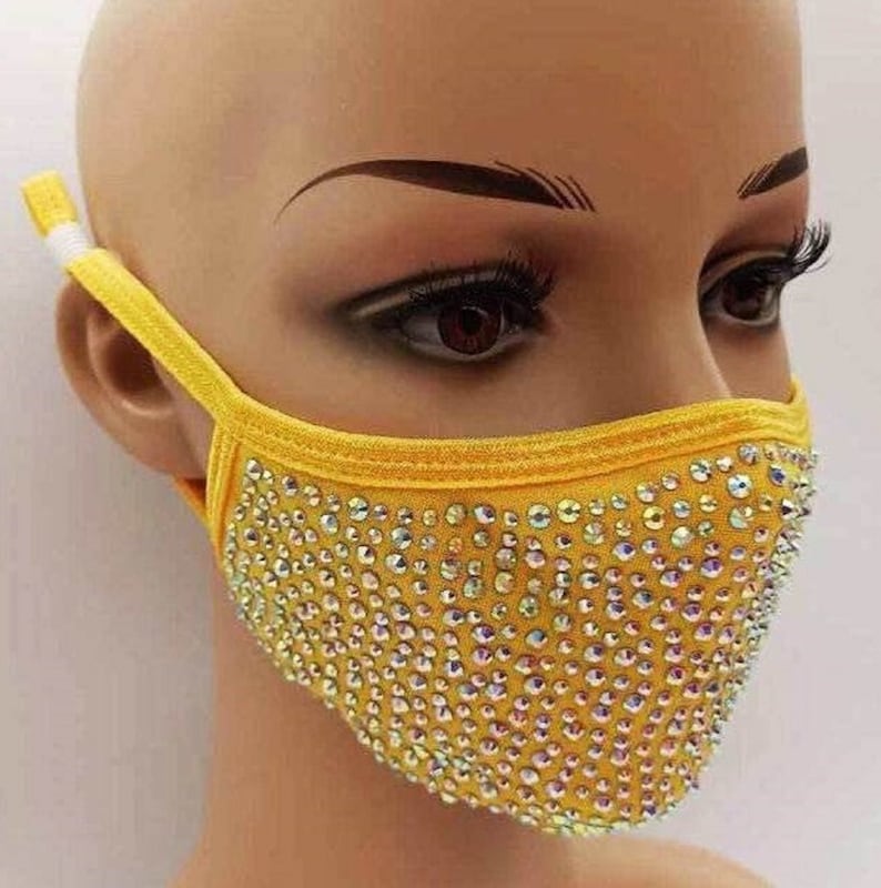 Bling Face Mask With Rhinestone Fashion Mask With Filter - Etsy