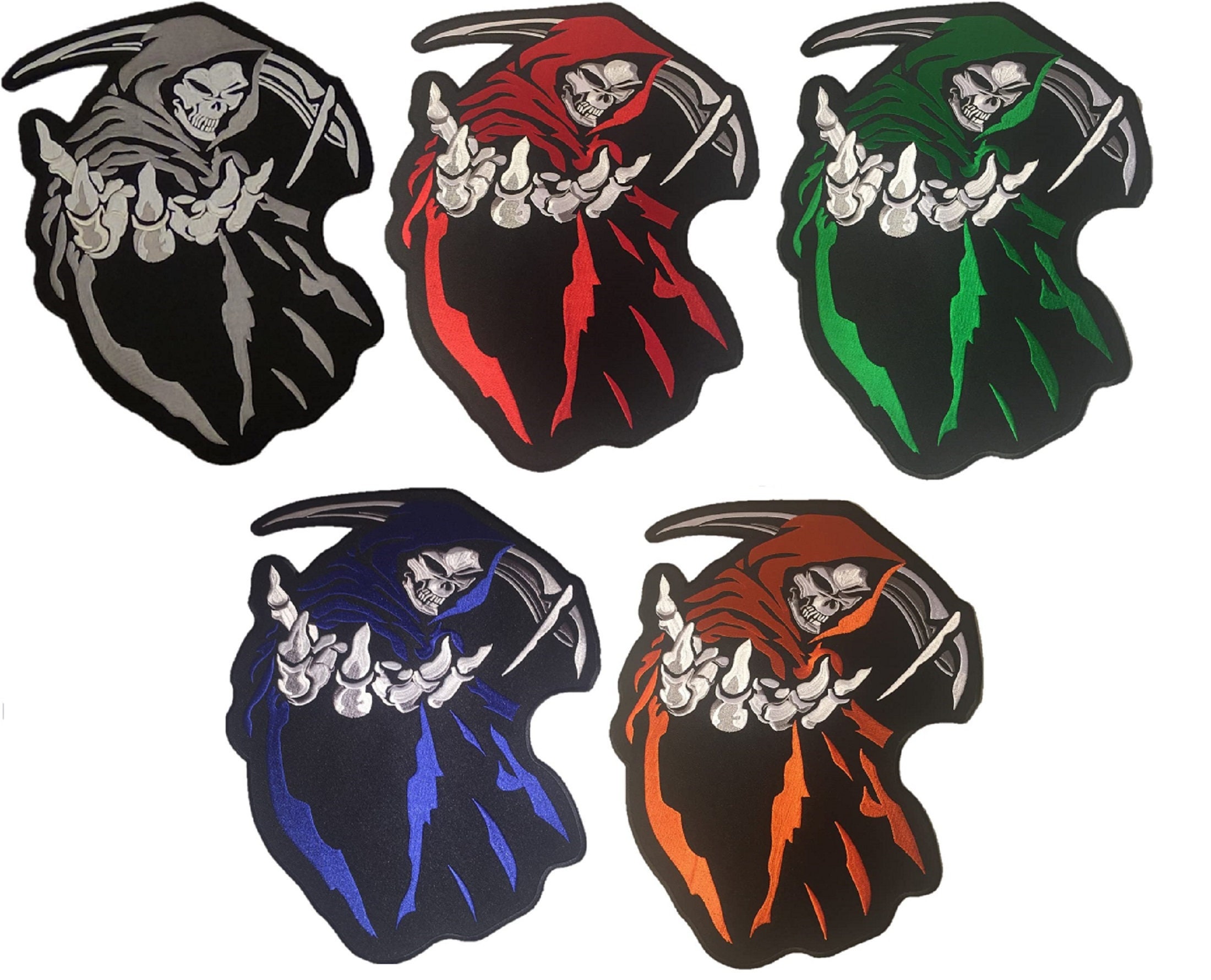 Large Hooded Grim Reaper Biker Jacket Patch Iron/sew on 14" X 11" - Etsy