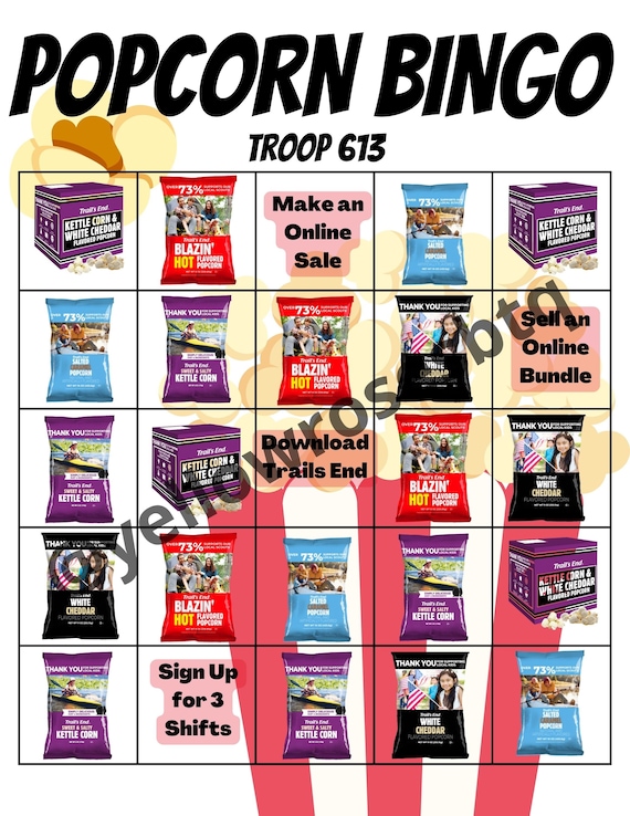 BSA Popcorn Bingo Boy Scouts Popcorn Seasons Popcorn Sales - Etsy