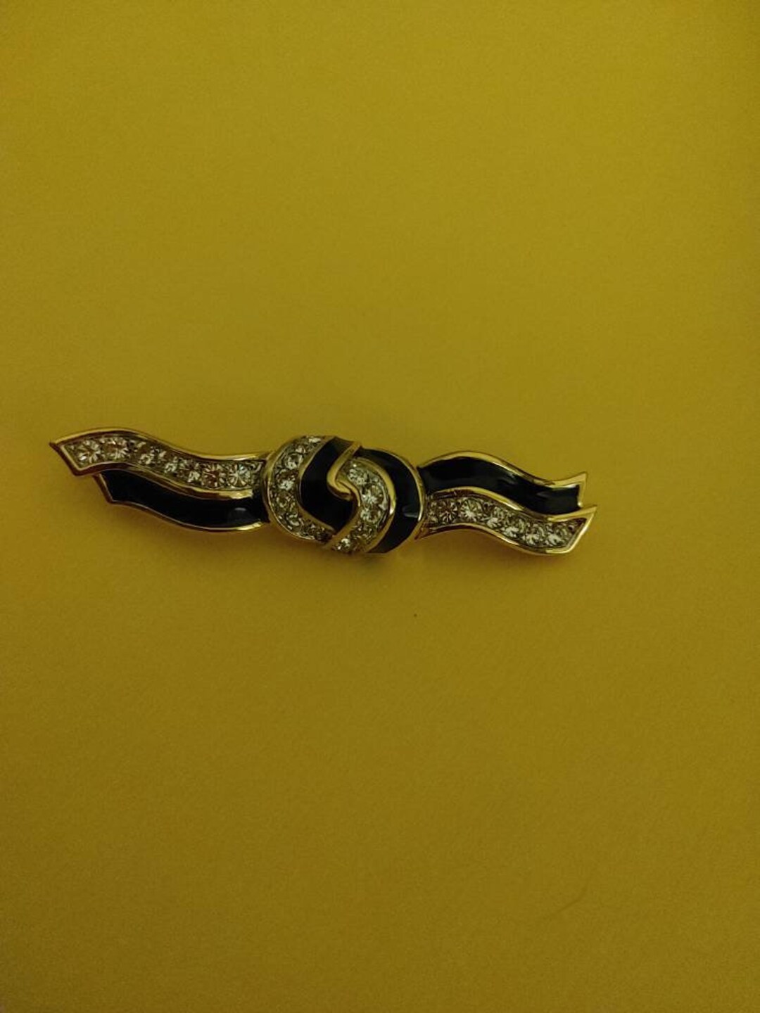 Nina Ricci. Vintage 1980, Black and Rhinestone Brooch in a Bow Shape ...