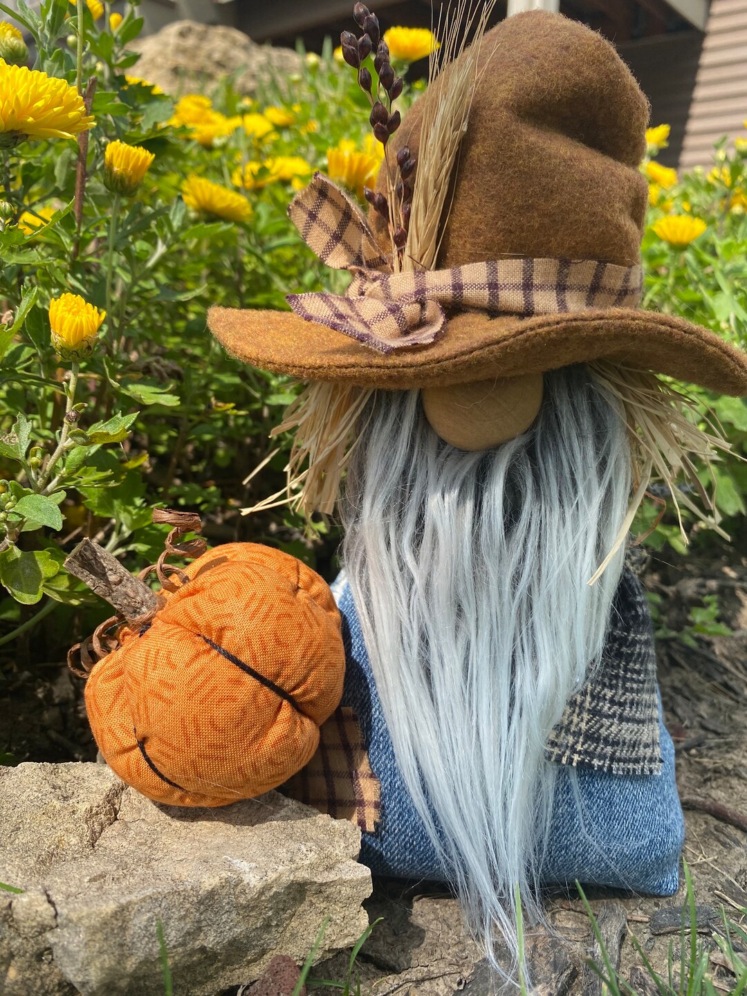 Farmer Gnome Scarecrow Gnome Handmade Gnome Hillbilly Fall Gnome Bonus ...